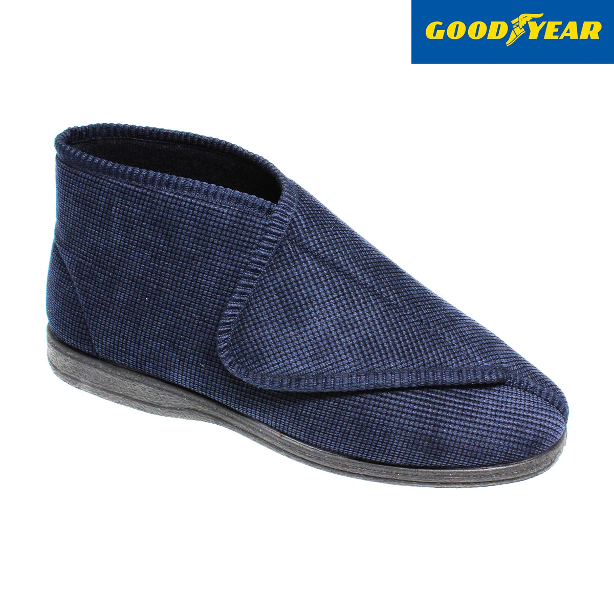 Goodyear KMG119 Drake Blue Velcro Memory Foam Slippers – The Shoe Parlour