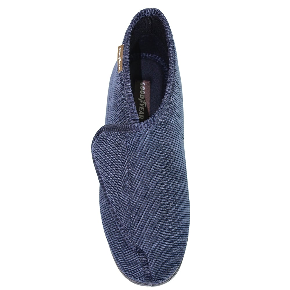 Goodyear KMG119 Drake Blue Velcro Memory Foam Slippers – The Shoe Parlour